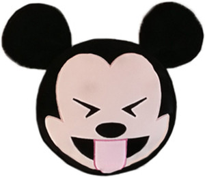 DISNEY Tongue Out Mickey with Tightly Closed Eyes Emoji Face Plush - 35 ...