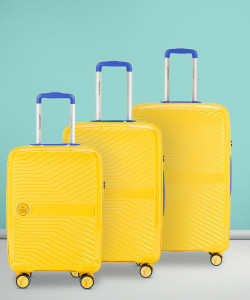 NASHER MILES Hard-Sided Luggage Set of 3 Yellow Trolley Bags (55, 65 ...