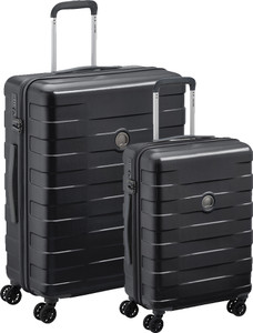 DELSEY Quito Polycarbonate Black (Large+Cabin) Combo Expandable Cabin ...