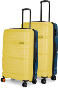 NASHER MILES Hard-Sided Dual Tone Polypropylene Luggage Set of 2 Check ...
