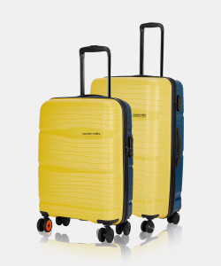 NASHER MILES Nicobar Hard-Sided Dual Tone Luggage Set of 2 Yellow&Navy ...