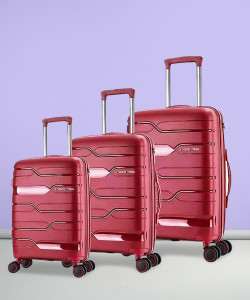 NASHER MILES Paris Hard-sided Polypropylene Luggage Set of 3 Maroon ...