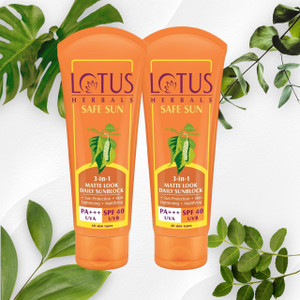 LOTUS HERBALS Sunscreen - SPF 50 SPF40(75g*2)3in1 Matte look daily ...