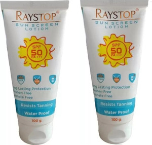 RAYSTOP Sunscreen - SPF 50 PA+++ SUN SCREEN LOTION 100gm(PACK OF 2 ...