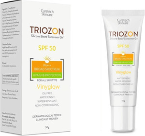VINYGLOW Sunscreen - SPF 50 PA++ TRIOZON SILICONE SUNCREEN GEL SPF50 ...