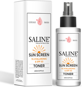 SALINE Sunscreen - SPF 50 PA+++ Sun Screen Toner/Mist- 1% Hyaluronic ...