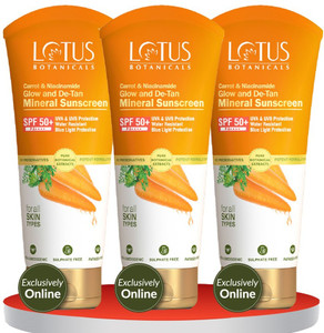 Lotus Botanicals Sunscreen - SPF 50 PA++++ Carrot & Niacinamide Glow ...