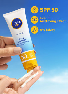 NIVEA Sunscreen - SPF 50 Shine Control, UVA UVB, Lightweight, No white ...
