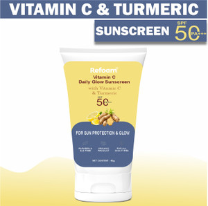REFOAM Sunscreen - SPF 50+++ PA+++ Daily Glow with Vitamin C & Turmeric ...