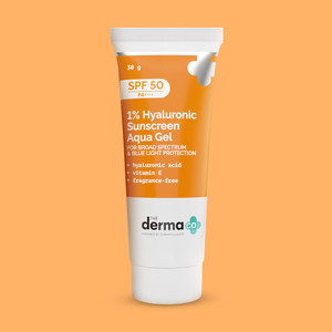 The Derma Co Sunscreen - SPF 50 PA++++ 1% Hyaluronic Aqua Gel ...