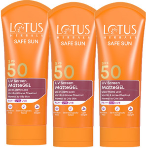 LOTUS Sunscreen - SPF 50 PA+++ Safe Sun UV Screen Matte Gel with ...