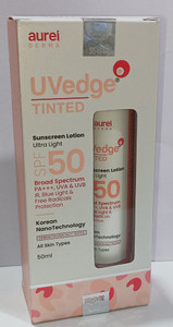 Aurelderma Sunscreen - SPF 50 PA+++ Uvedge tinted sunscreen lotion ...