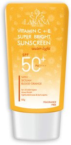 Larana Sunscreen - SPF 50 PA++++ Vitamin C+E Super Bright , Water light ...