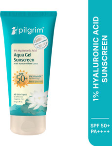 Pilgrim Sunscreen - SPF 50 PA+++ 1% Hyaluronic Acid Sunscreen Gel | UVA ...