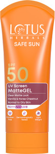 LOTUS HERBALS Sunscreen - SPF 50 PA+++ Safe Sun Uv Screen Matte Gel ...