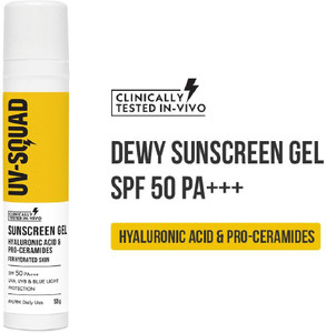 UV Squad Sunscreen - SPF 50 PA+++ Sunscreen Gel Hyaluronic Acid & Pro ...