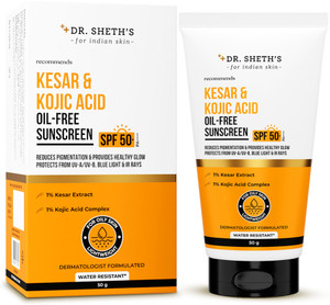 Dr. Sheth's Sunscreen - SPF 50+ PA++++ Kesar & Kojic Acid Oil-Free ...