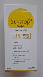 Ajanta Pharma Sunscreen - SPF 50 PA+++ Sunstop Gold Sunscreen Gel ...