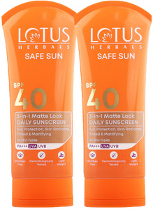 LOTUS HERBALS Sunscreen - SPF 40 PA+++ HERBALS 3-in-1 Matte Look Daily ...