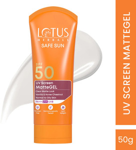LOTUS HERBALS Sunscreen - SPF 50 PA+++ Safe Sun Uv Screen Matte Gel ...