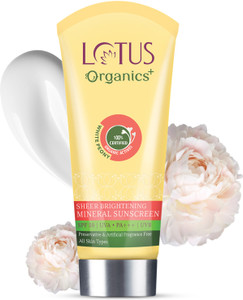 Lotus Organics+ Sunscreen - SPF 50 PA++ Sheer Brightening Mineral | Non ...