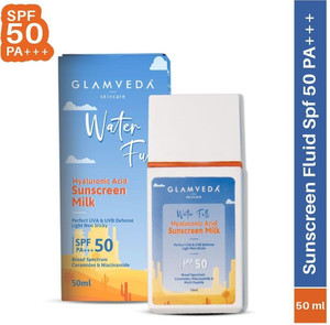 GLAMVEDA Sunscreen - SPF 50 PA+++ with Hyaluronic & Ceramide for ...