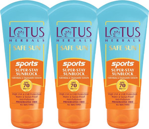 LOTUS HERBALS Sunscreen - SPF 50 PA+++ Safe Sun Sports Super Stay ...