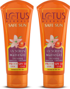 LOTUS HERBALS Sunscreen - SPF 50 PA+++ Safe Sun Uv Screen Matte Gel Spf ...