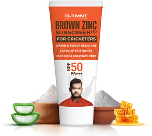 Elemnt Sports Science Sunscreen - SPF 50 PA+++ Brown Zinc Sunscreen 360 ...
