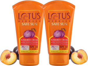 LOTUS HERBALS Sunscreen - SPF 30 PA++ Safe Sun Sunscreen Cream SPF 30 ...