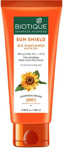 BIOTIQUE Sunscreen - SPF 50 PA+++ Sun Shield Sunflower Matte 100ML ...