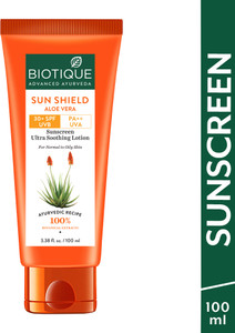 BIOTIQUE Sunscreen - SPF 50 PA++ Bio Aloe Vera SPF 30 Sunscreen 100 ml ...