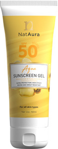 NatAura Sunscreen - SPF 50 PA++++ Aqua Sunscreen Gel - Price in India ...