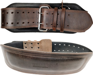 antigo LEATHER GYM BELT 6 INCH BACK SUPPORT PAD SUPER STURDY Weight ...