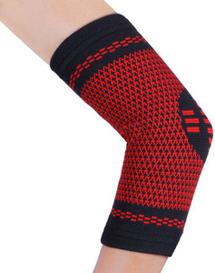 Quefit 3D Elbow Cap Pain Relief Perfect for Men & Women (Black-Red) X ...