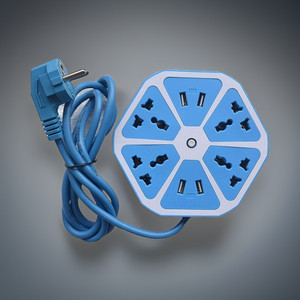 YAROH G32_Hexagon Socket Power Strip w/ USB Charger | 4-Outlet + 4-USB ...