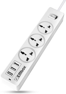 EMBox 10A Extension Board with USB-Multi Plug Socket with 3 Sockets + 3 ...