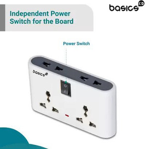 Basics IND 4 Way Universal Socket Multi-Plug With LED Indicator 4 ...