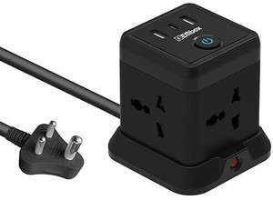 EMBox Black Cube Design Extension Board (4 Sockets + 2 USB + 1 Type C ...