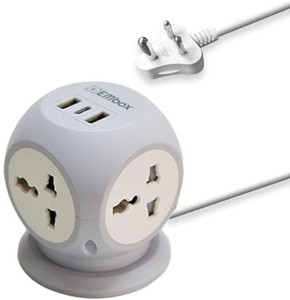 EMBox Star Cube Multi Plug Universal Adapter with 3 USB Safety Shutter ...