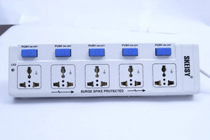 Skeisy EXT-505 Surge Protector, Socket 5 Push Button switch 2.5 WIRE 5 ...
