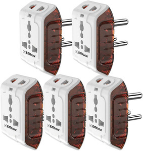 EMBox 6A 3 Pin Multi Plug Travel Adapter with Universal Socket, Pack of ...