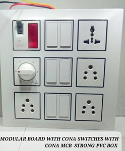 BAHUL Pvc shockproof wall surface board cona switches cona mcb 4 Socket ...