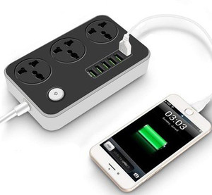 Triangle Ant ™Power Strip Extension Cord with 6 USB Port|3 Universal ...