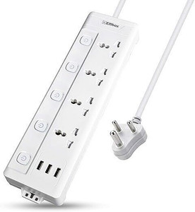 EMBox 10A Extension Board with 3 USB Port- 4 Universal Sockets and ...