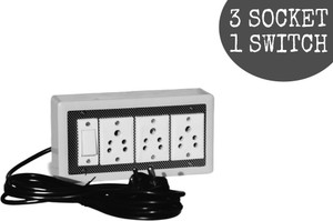 KHOPALA 3 Socket & 1 Switch Board with 3 Yard wire 3 Socket Extension ...