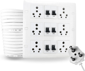 crexan Heavy Duty Extension Board with 6 MCB, Sockets|3500W Power Strip ...