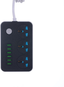 kroywen Slim 3 Way Extension Board & 6 USB Connector 3 Socket Extension ...