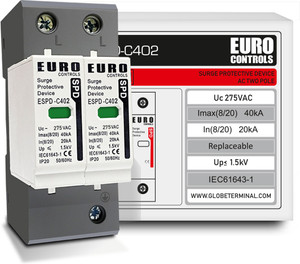 Euro Controls AC Two Pole Surge Protective Device Replaceable SPD 20 to ...