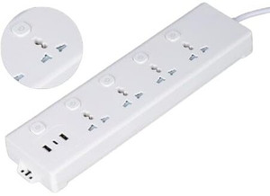 NESTIC 4 Sockets and 3 USB Ports Extension Sockets Plug Spike Guard ...